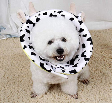 USAMS Adjustable Dog and Cat E-Collar Cute Cow Neck Cone After Surgery ...