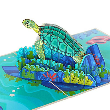 Rykamia Turtle Pop Up Card 6x6 inches 3D Turtle Birthday Card Get Well ...