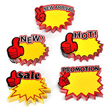 250Pieces4x3 Inch English label tags Burst Signs Star for Retail mini ...