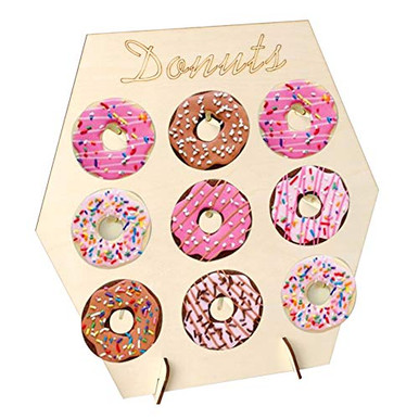 Samanter Polygon Donut Display Stand Wood Doughnuts Wall Stands Display ...