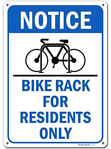 Notice Bike Rack Sign Bicycle Parking for Residents Only Sign 10 x 14 ...