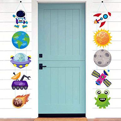 CY2SIDE 10PCS Outer Space Hanging Porch Sign Astronaut Door Banners ...