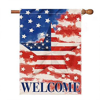 Hexagram 4th of July Patriotic House Flags 28x40 Double SidedBurlap ...