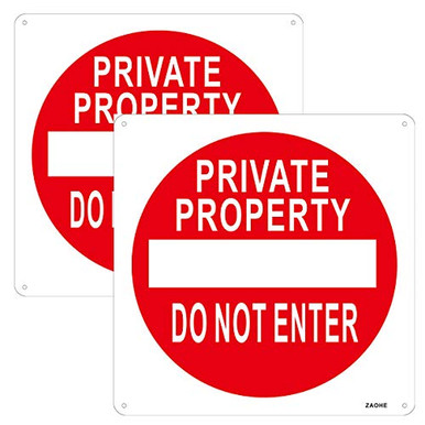 2-Pack Do Not Enter Signs Aluminium Private Property Protect Sign ...