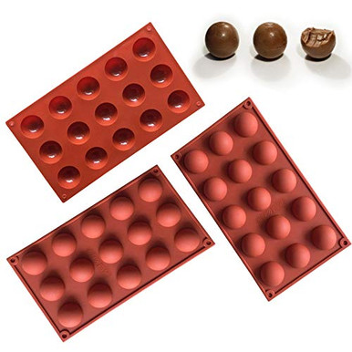 RORACK 15 Holes Silicone Chocolate Molds 3 Pieces Semi Sphere Silicone ...