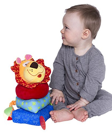 Nuby Build a Buddy Plush Stacking Toy, Lion - Warehousesoverstock