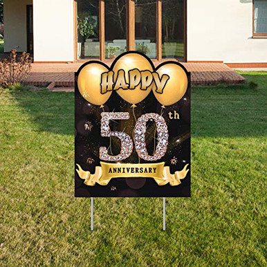 Yoaokiy 50th Anniversary Yard Sign Decorations 50th Wedding Anniversary ...