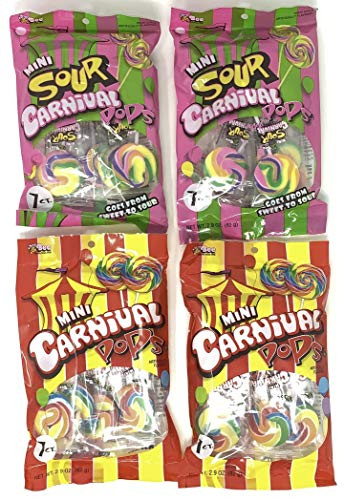 Mini Carnival Multi Swirl Pops 7 lollies Variety Pack 2 of each 4 Packs ...