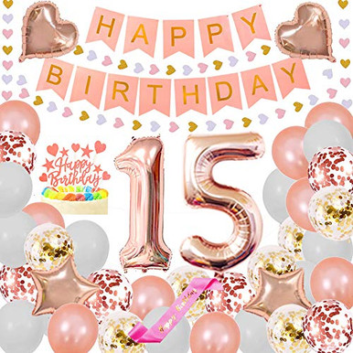 Happy 15TH Birthday Party Decorations Pack- Foil Number 15 Confetti ...