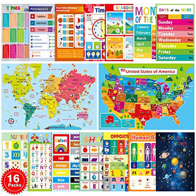 16 Large Educational Preschool Posters for Toddlers and Kids Early ...
