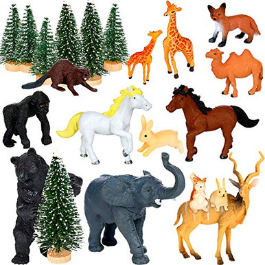 20 Pieces Forest Animals Figures Miniature Wild Woodland Animal ...