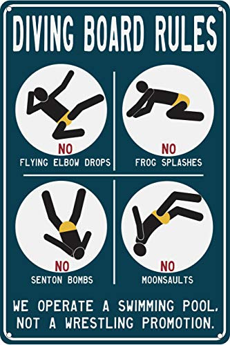 Toothsome Studios Diving Board Rules 12 x 8 Funny Aluminum Pool Sign We ...