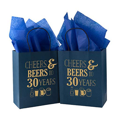 WRAPAHOLIC Medium Size Gift Bags - 12 Pack Cheers Beers to 30 Years ...