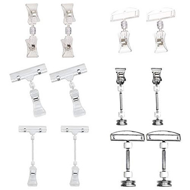 2 Pcs Variety Pack Clear Plastic Rotatable Double Clip Merchandise Sign ...