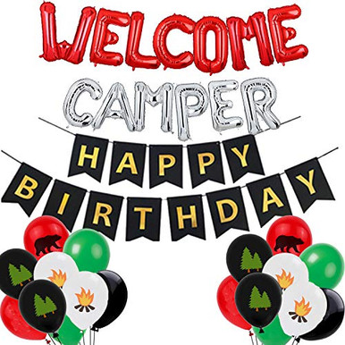 Camping Birthday Party Decorations Welcome Camper Camping Themed ...