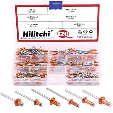 Hilitchi Dome Head Red Copper Blind Rivets Self-Plugging Open End Dome ...