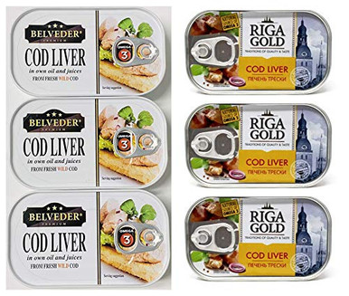 Cod Liver 2 Different Types Canned From Norway pack of 6 ...