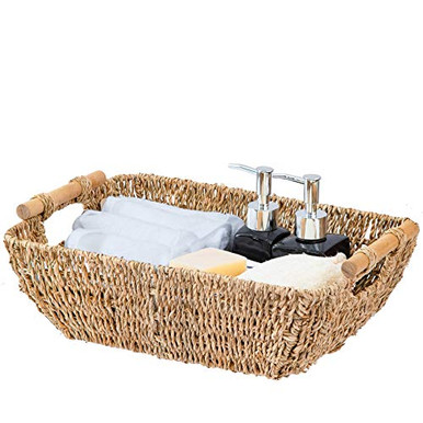 Artera Shallow Wicker Storage Basket - Medium Woven Seagrass Baskets ...