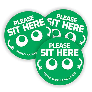 Sit here Social distancing Stickers Chair Decal 20 Pack Green SIT HERE ...