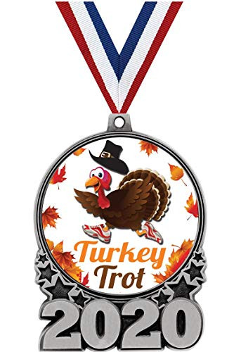 Turkey TROT Medals - 3 Silver Double Action 2020 Turkey Trot Medal ...