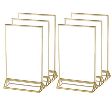 6 Pack Clear Acrylic Sign Holders with Gold Border 4 x 6 inch Double ...