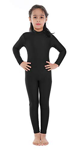 Kids Girls One Piece Spandex Unitards Long Sleeve Turtleneck Unitard ...