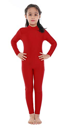 Kids Girls One Piece Spandex Unitards Long Sleeve Turtleneck Unitard ...