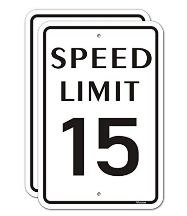 2 Pack Speed Limit 15 MPH Signs Metal Reflective 12 x 18 Rust Free ...