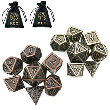 KCO DND Metal Dice Set Enamel dice 14 Pieces Metal Dice Set DND Dice ...