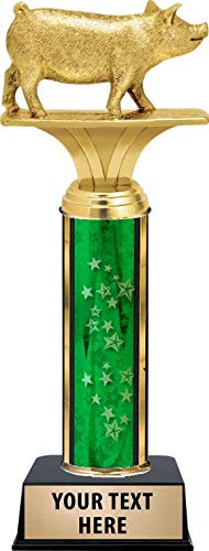 Pig Trophy - 11 Green Stars Pig Trophies - Add Your Own Engraving Prime ...