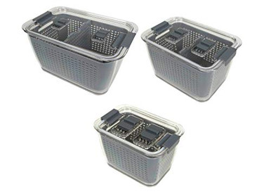 Kitchen Spaces Gray Colander Bin Variety Pack Fridge Organizer Easy to ...