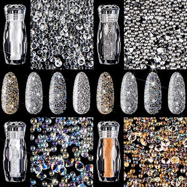 4 Bottles Mini Crystals Micro Caviar Beads Pixie Nail Art Rhinestones ...