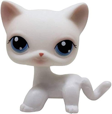 NN Littlest Pet Shop LPS Toy Rare Pink White Short Hair Cat Kitty Blue ...