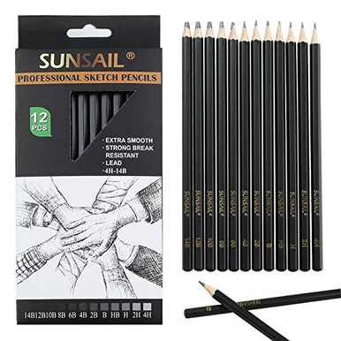 12Pcs 14B-4H Professional Drawing Sketching Pencil Set - Sunsail Art ...