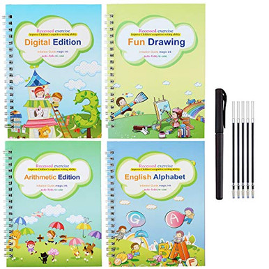 Magic Handwriting Practice Copybook for Kids 4 Pcs All English Reusable ...
