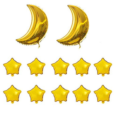 12 Pieces Large Moon Foil Balloons 36 Inch Moon Balloons 18 Inch Gold ...