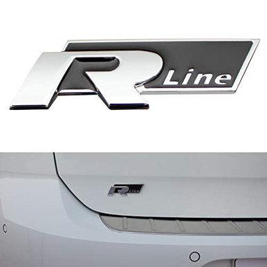 JINZHAO R Line Emblem 3D Metal Chrome Sticker Trim Replacement for VW ...