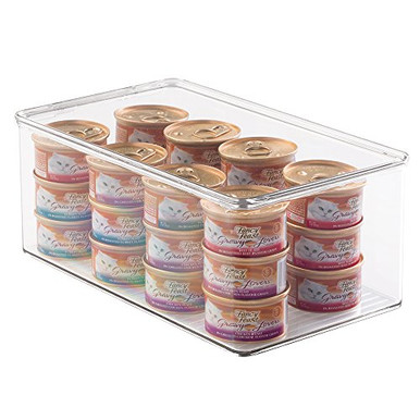 mDesign Pet Storage Container Box with Hinged Lid for Cat Food, Treats ...