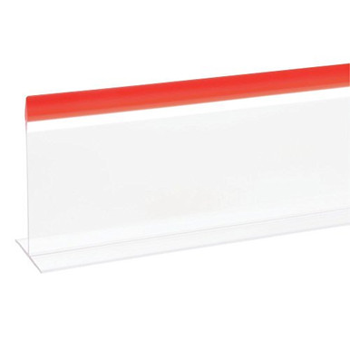 Meat Case Divider Shelf Divider Clear with Red Trim T Shape - 30inchL x ...