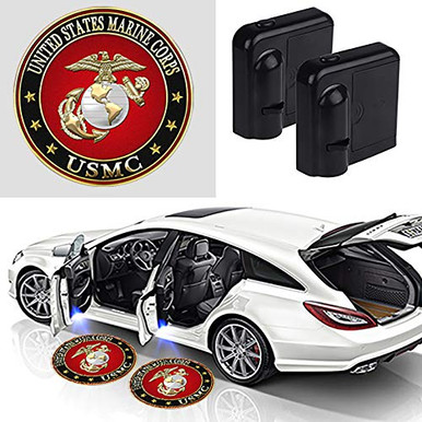 Veterans Gifts 2PCS Wireless LED Car Door Lights Logo For Marine Corps ...