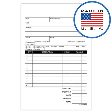 321Done 2-Part Carbonless - 50 Sets per Pad - Blank Order Form Sales ...