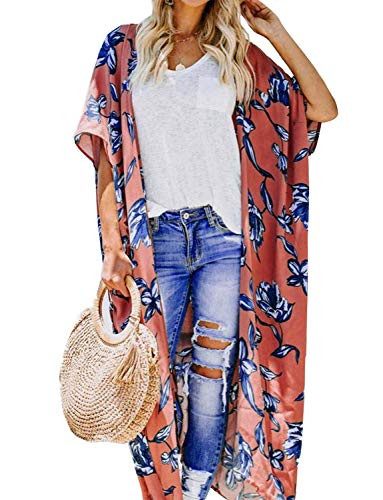 Womens Long Flowy Long Kimono Cardigan Tops Open Front Beach Cover Ups ...