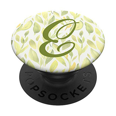 Green E Letter Botanical Monogram Gift Cute Leafy Alphabet PopSockets ...