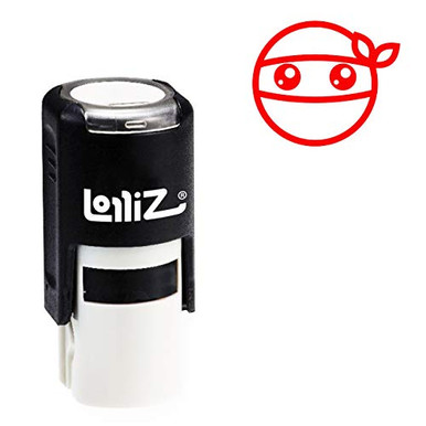 Ninja Face Emoticon Round Self-Inking Rubber Stamp - Warehousesoverstock
