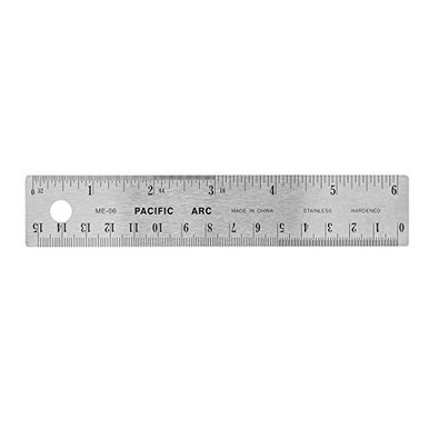 Stainless Steel 6 Inch Metal Ruler Non-Slip Rubber Back, with Inch and ...