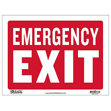 BAZIC 12inch X 16inch Emergency Exit Sign, Vinyl Plastic Signs ...