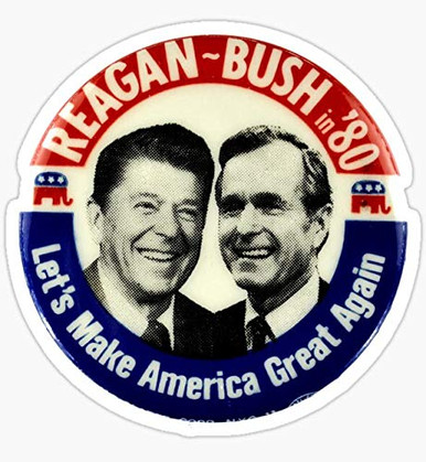 Reagan Bush '84 '80 Retro Logo Red White Blue Election Ronald George 1984 84 1980 80 Pin ...