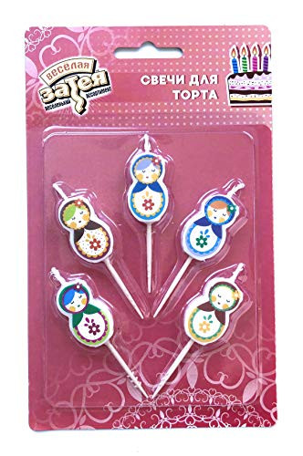 Cupcake Toppers Matryoshka Nesting Doll Molded Picks Candle Set 5ct ...