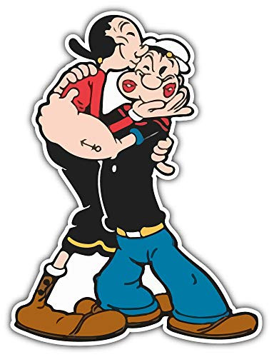 cartoon Popeye and Olive Love Car Bumper Sticker Decal 4'' X 5 ...