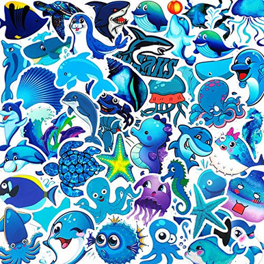 Minoly 49 pcs Ocean Animals Stickers for Teens Party Favors, Sea Turtle ...